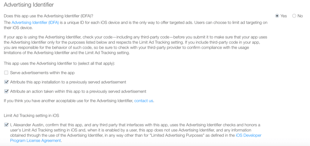 How to Submit an App that Uses IDFAs to the App Store | Resources | Branch