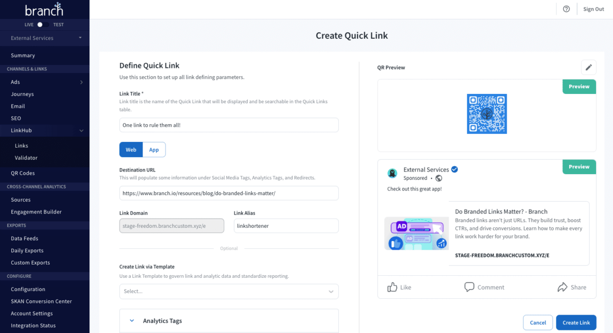 Concise, branded links & QR codes | Branch Activation